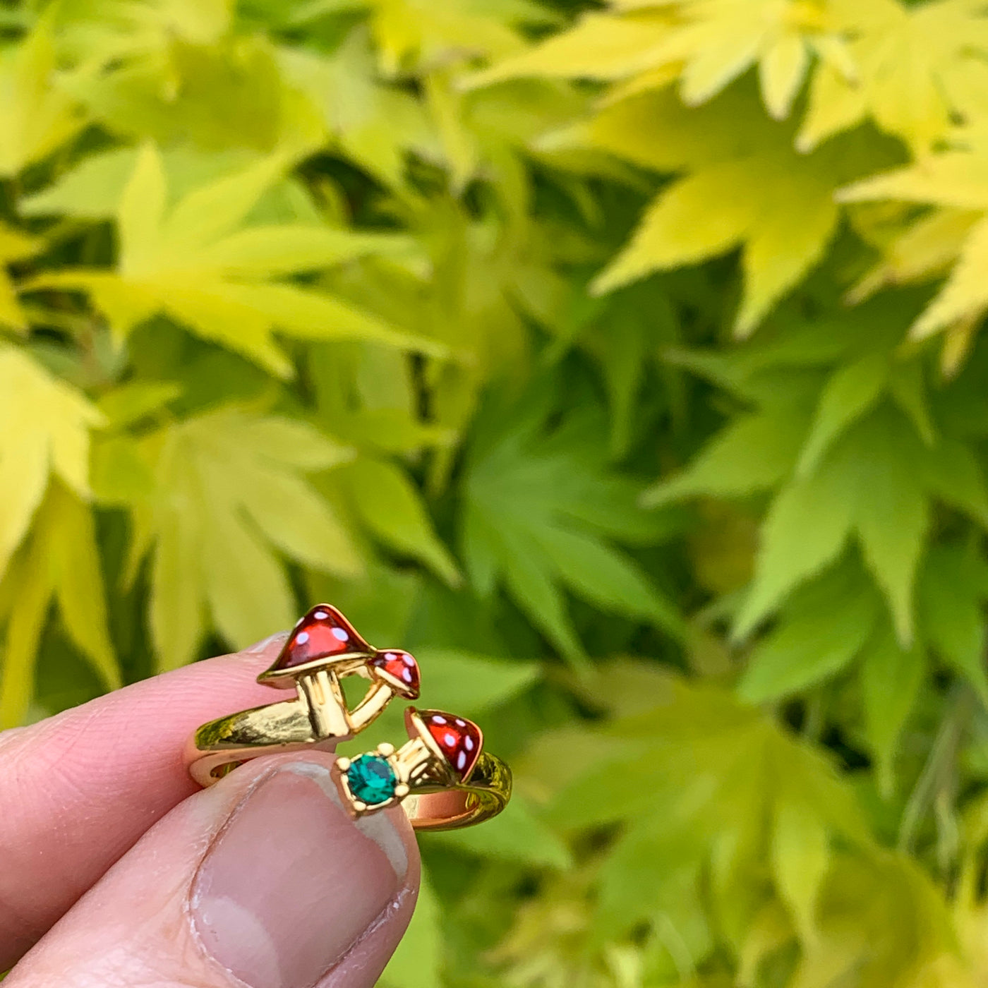 Toadstool Open Ring by Bill Skinner Mushroom Red Enamel