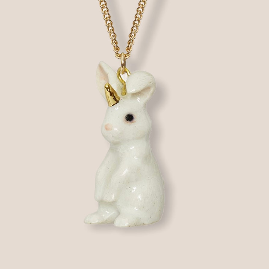 Unicorn Bunny White Rabbit Pendant